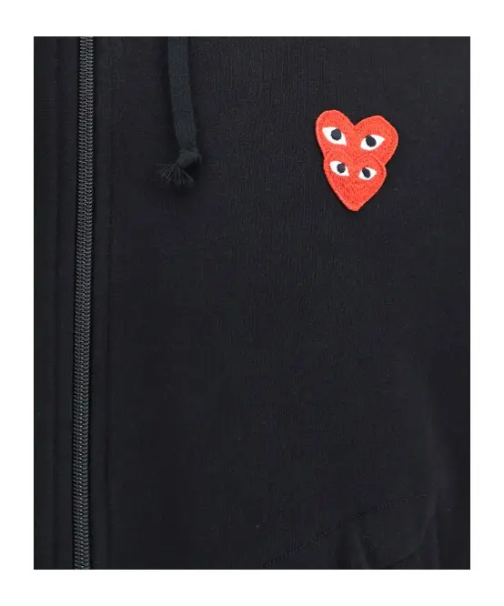 Play Comme Des Garcon Comme Des Garçons Play Zip-up Sweatshirt With Heart Patch - Black