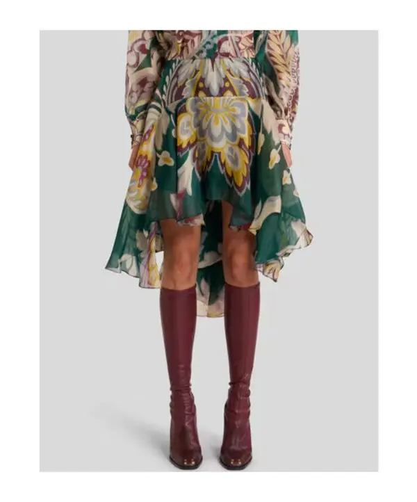 Etro Asymmetric Floral Print Midi Skirt - Multicolor