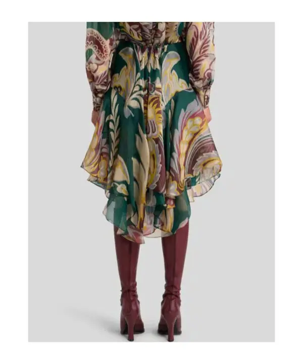 Etro Asymmetric Floral Print Midi Skirt - Multicolor