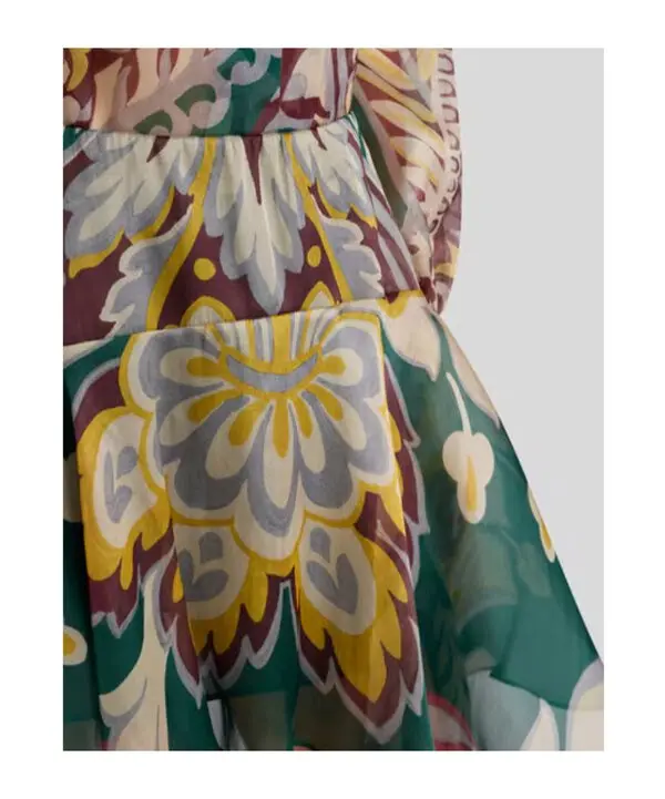Etro Asymmetric Floral Print Midi Skirt - Multicolor