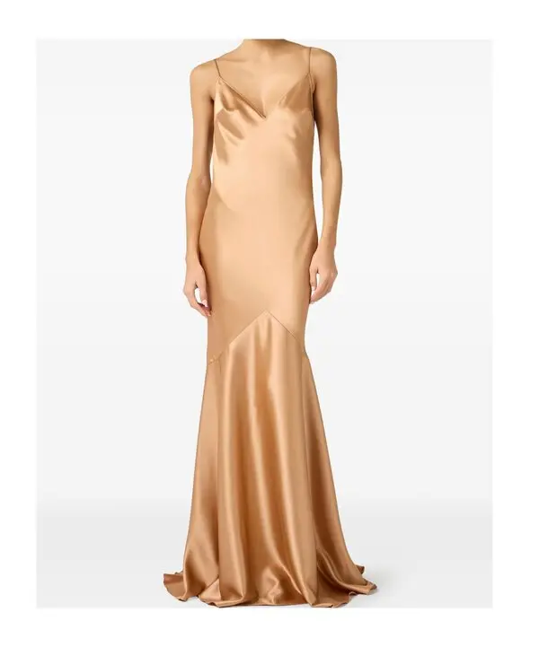 Elisabetta Franchi Satin Gown With Thin Straps