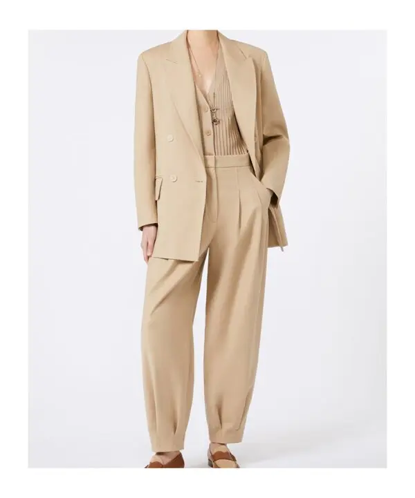 Max Mara Olympia Double-breasted Stretch Canvas Jacket - Nude