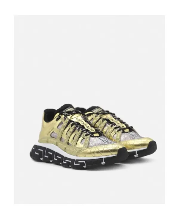 Versace Trigreca Metallic-effect Sneakers - Multicolor