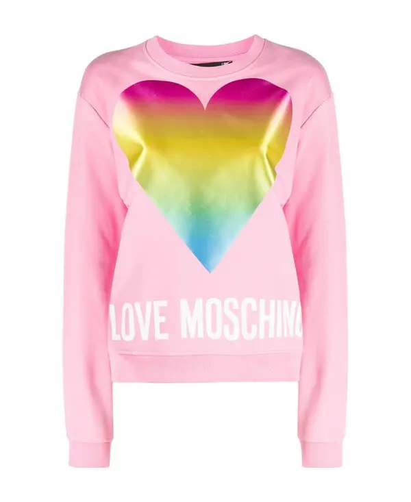 Moschino Rainbow Heart Logo Sweatshirt - Pink