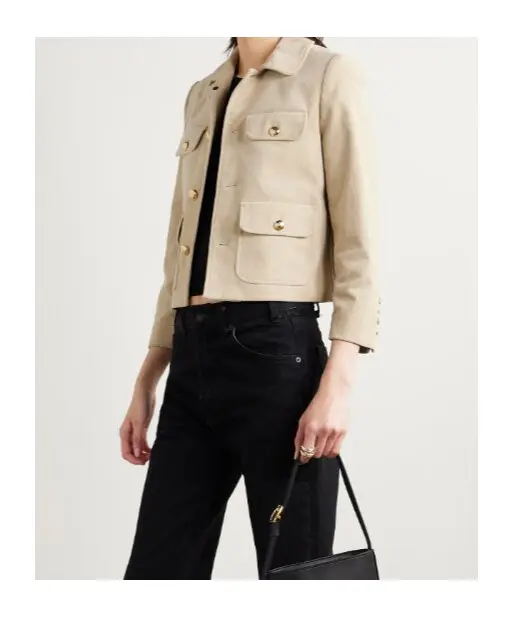 NILI LOTAN Chamonix Cropped Corduroy Jacket - Sand