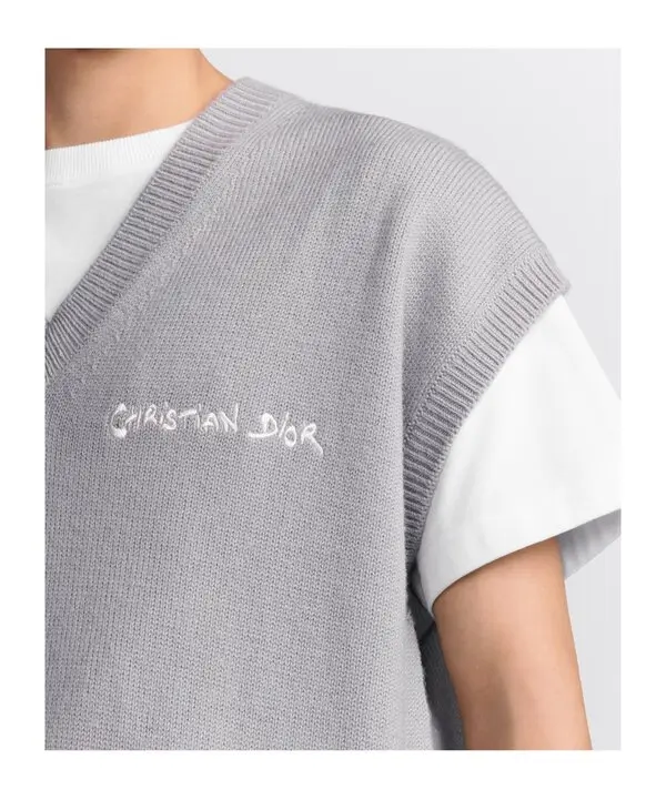 Dior Logo Wool V-neck Vest