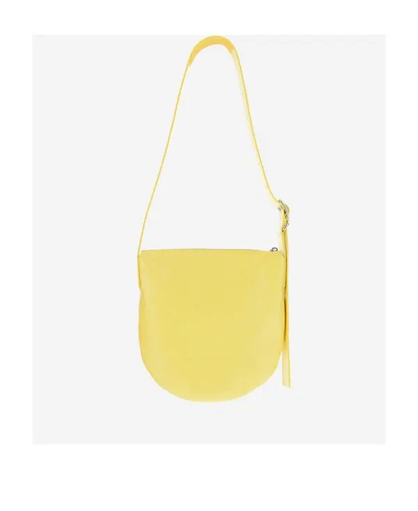 JIL SANDER Crinkled Finish Zipped Shoulder Bag - Yellow