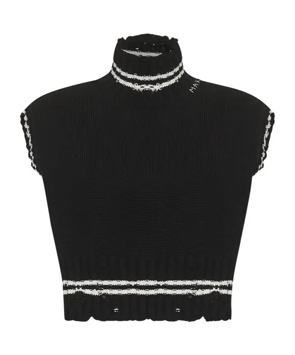Marni High-neck Distressed Sleeveless Sweater Vest