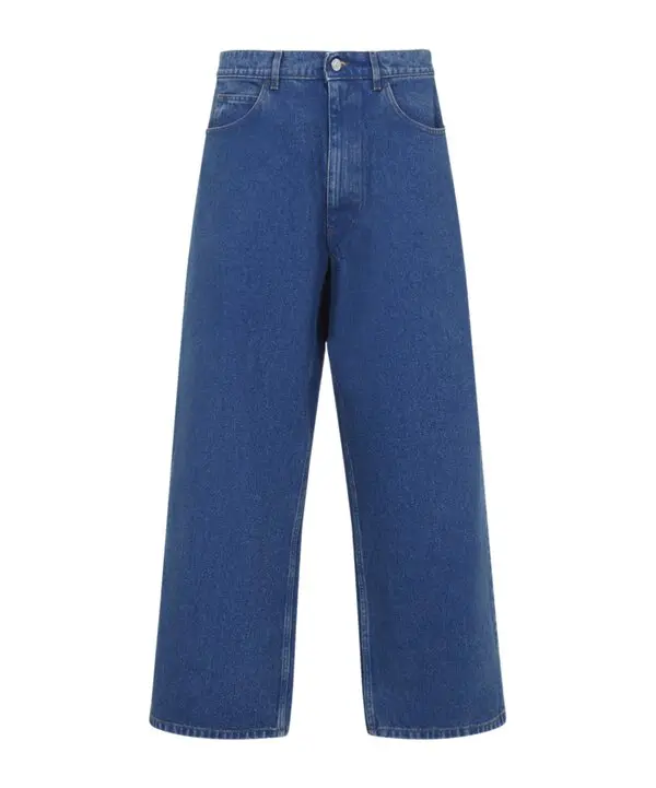 Marni Logo Printed Wide-leg Jeans - Ocean