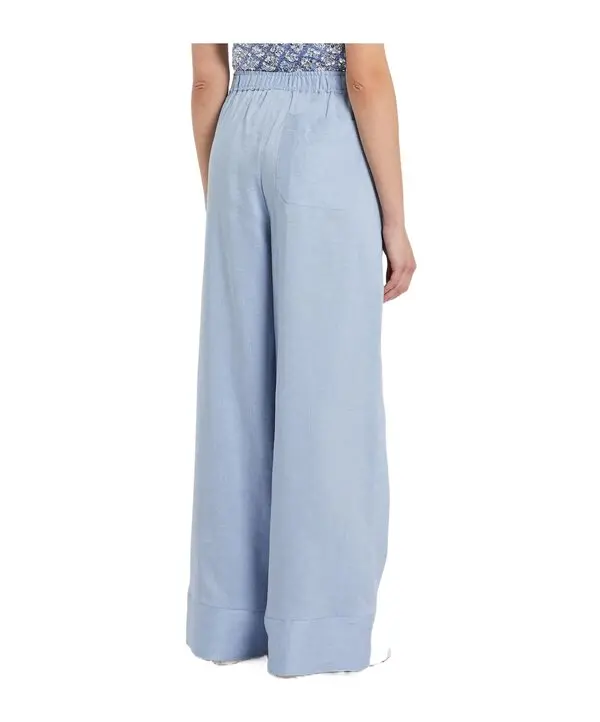 Marella Elastic Waist Wide Leg Trousers - Blue