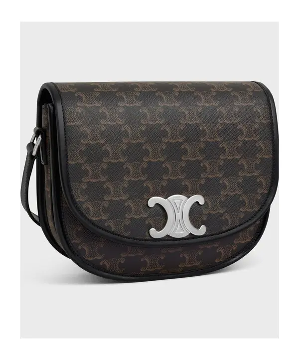 Celine Medium Besace Triomphe In Triomphe Canvas And Calfskin