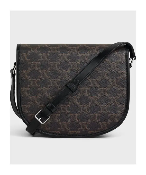 Celine Medium Besace Triomphe In Triomphe Canvas And Calfskin