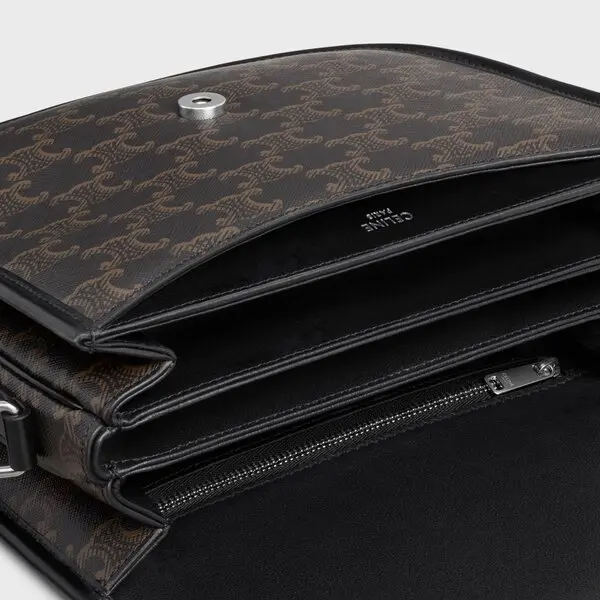 Celine Medium Besace Triomphe In Triomphe Canvas And Calfskin