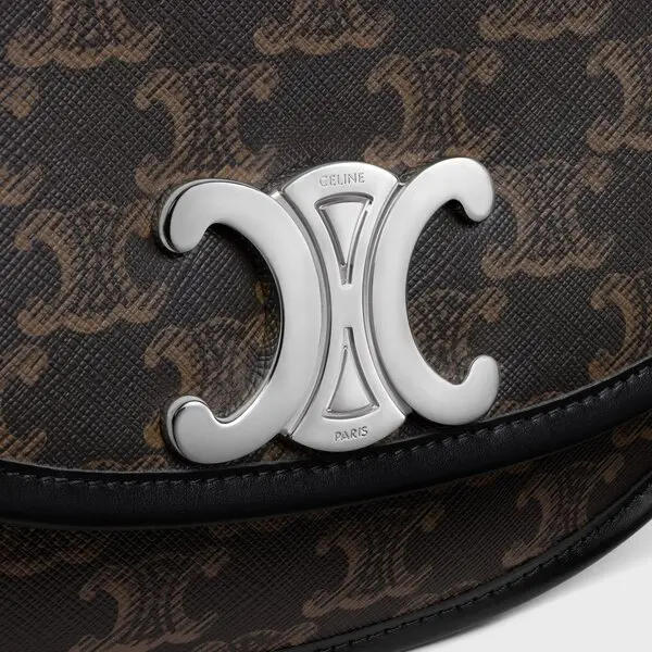 Celine Medium Besace Triomphe In Triomphe Canvas And Calfskin