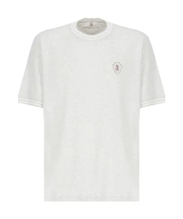 Brunello Cucinelli Logo Embroidered Crewneck T-shirt