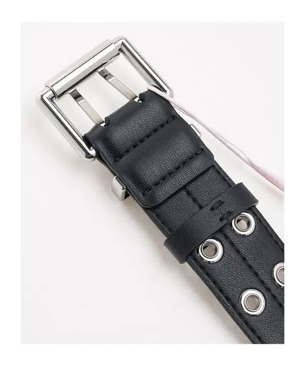 GANNI Double Eyelet Belt With Silver Tone Hardware