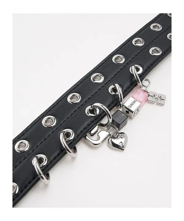 GANNI Double Eyelet Belt With Silver Tone Hardware