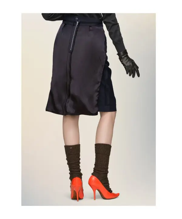 MAISON MARGIELA Raw Hem Midi Skirt - Blue