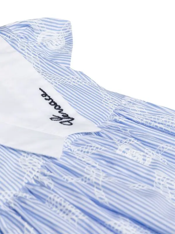 Versace Striped Poplin Dress With Medusa Head And Rope Print