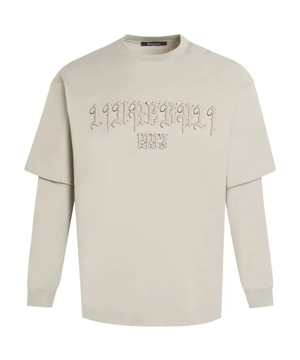 LIUREGALI Printed Fake Two-piece Long-sleeved Base Shirt