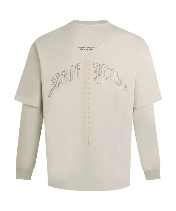LIUREGALI Printed Fake Two-piece Long-sleeved Base Shirt