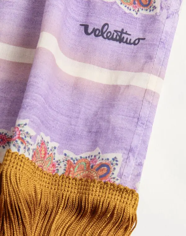 Valentino Garavani Paisley Printed Fringed Edge Mini Dress
