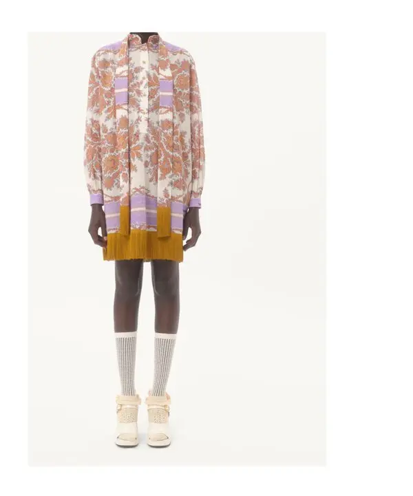Valentino Garavani Paisley Printed Fringed Edge Mini Dress