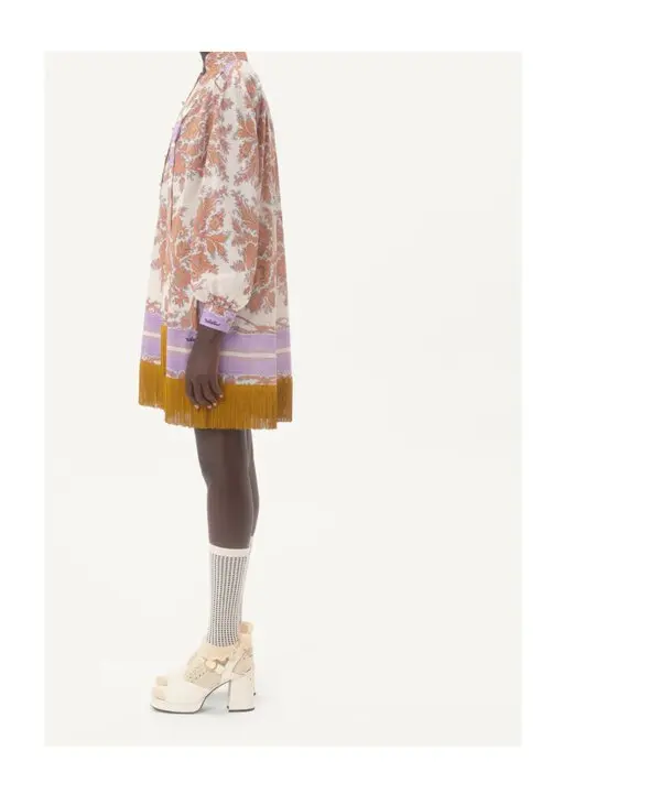Valentino Garavani Paisley Printed Fringed Edge Mini Dress
