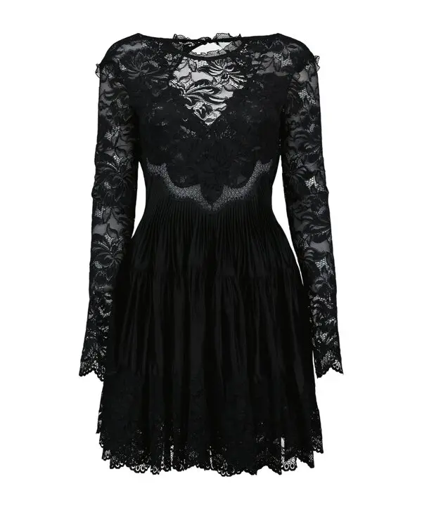Rabanne Lace-panel Ruffled Midi Dress - Black