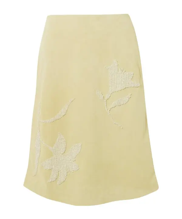 16Arlington Dafne Embellished Suede Midi Skirt - Nude