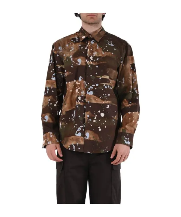 MSGM Paint Splatter-print Cotton Shirt