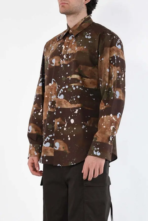 MSGM Paint Splatter-print Cotton Shirt