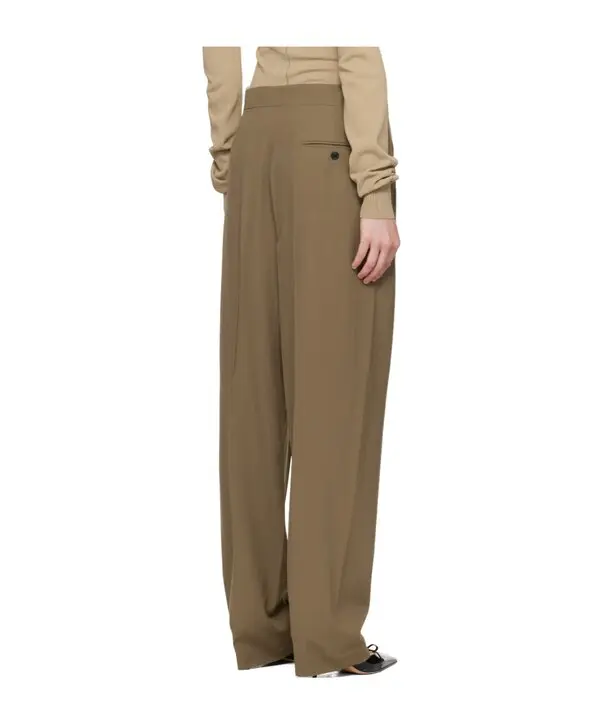 FERRAGAMO High-waisted Pleated Trousers - Lead