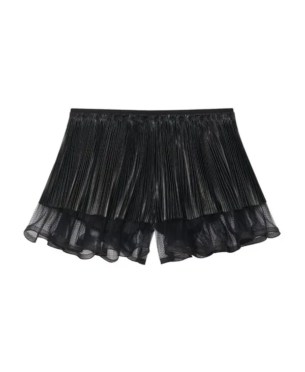 Givenchy Pleated Ruffle Shorts With Tulle Hem