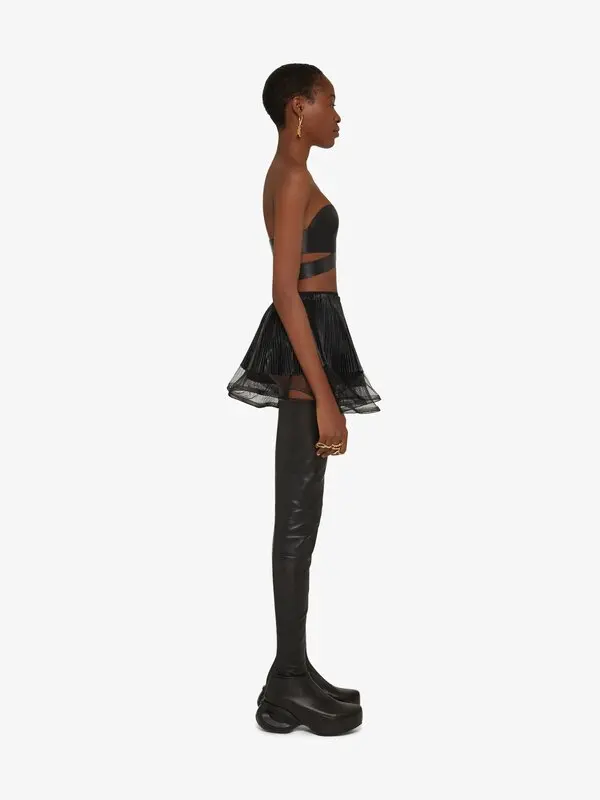 Givenchy Pleated Ruffle Shorts With Tulle Hem