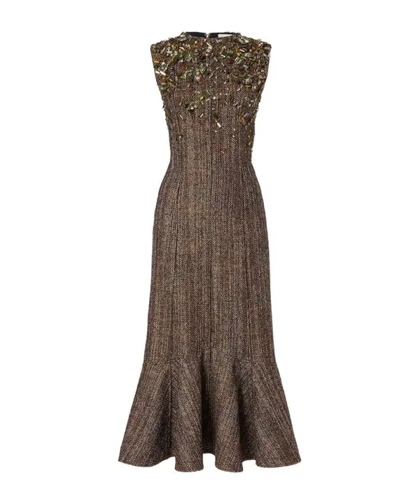 Fendi Multicolor Wool And Alpaca Dress - Brown