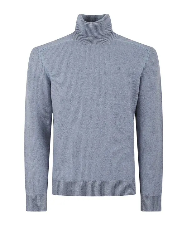 Zegna Ribbed Turtleneck Sweater - Blue