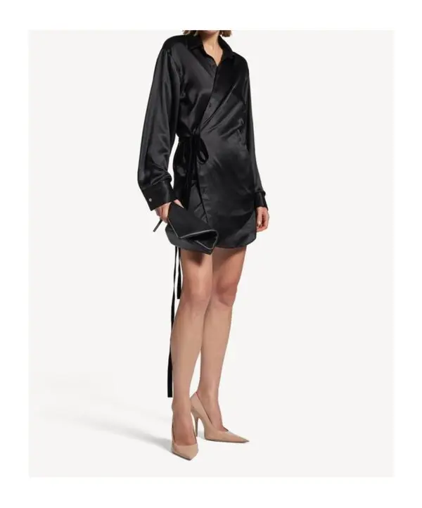 Balenciaga Wrap Collared Long-sleeve Dress