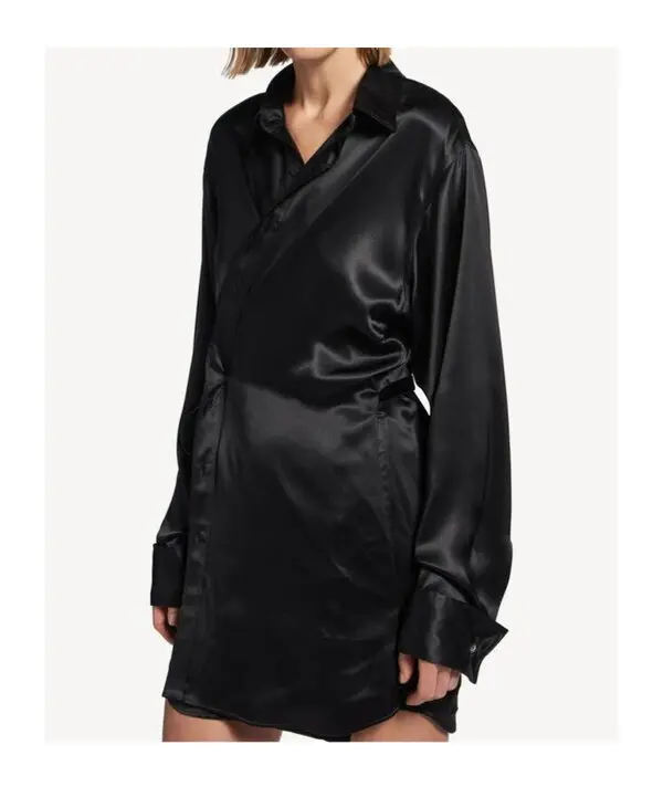 Balenciaga Wrap Collared Long-sleeve Dress