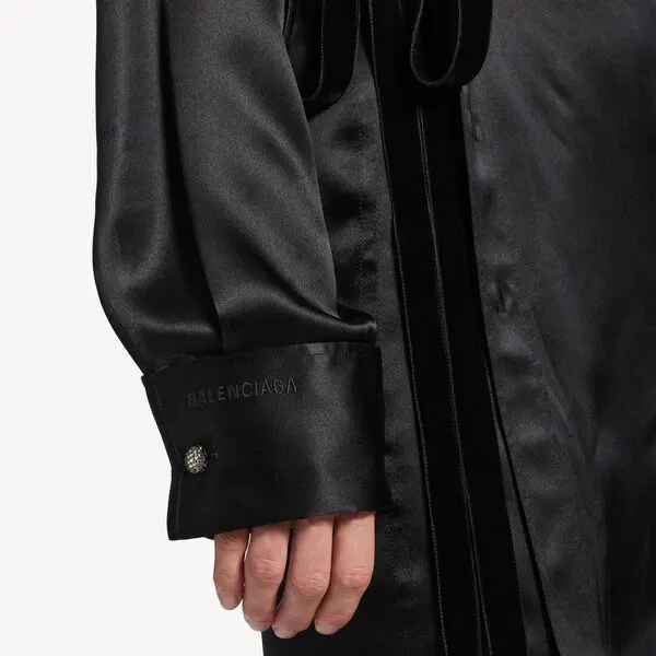 Balenciaga Wrap Collared Long-sleeve Dress