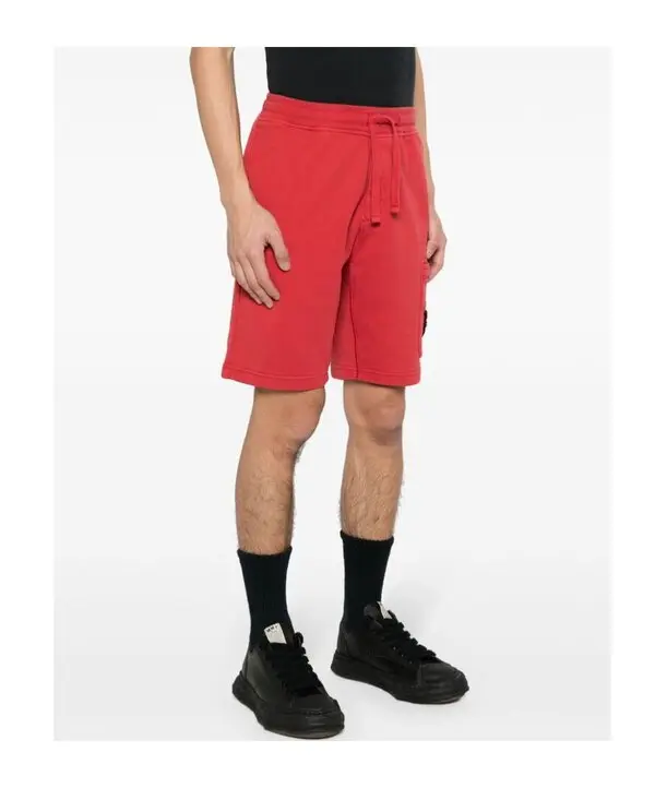 Stone Island Cotton Compass Badge Shorts - Red