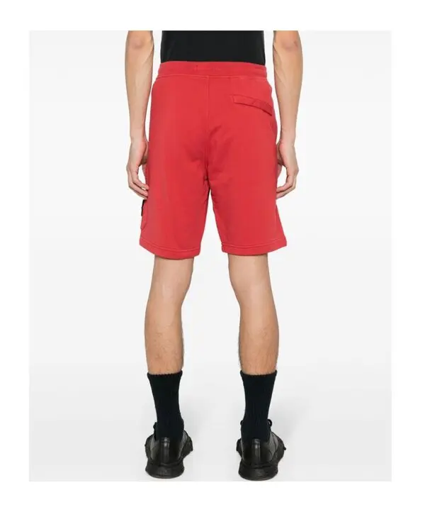 Stone Island Cotton Compass Badge Shorts - Red