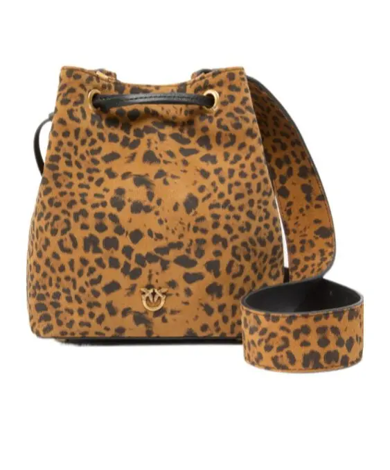 Pinko Leopard Printed Mini Bucket Bag