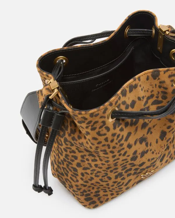 Pinko Leopard Printed Mini Bucket Bag