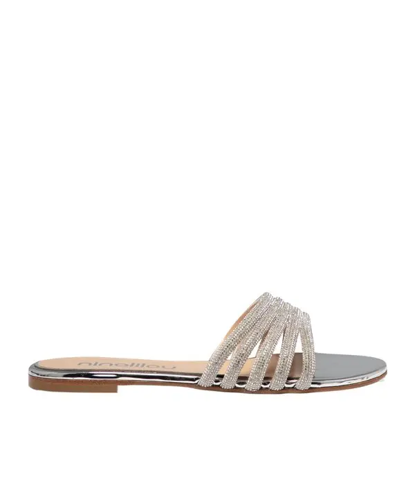 NINALILOU Elisa Crystal-embellished Slip-on Flat Sandals