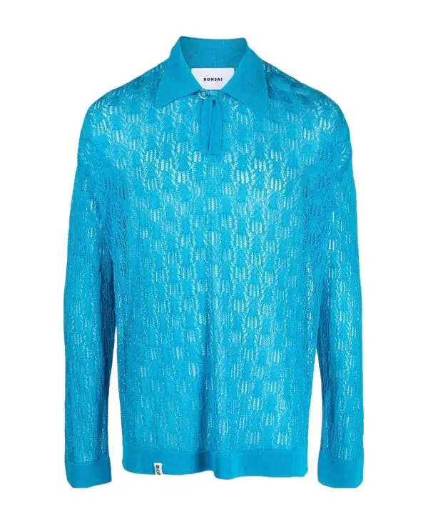 BONSAI Long-sleeved Polo Shirt - Blue