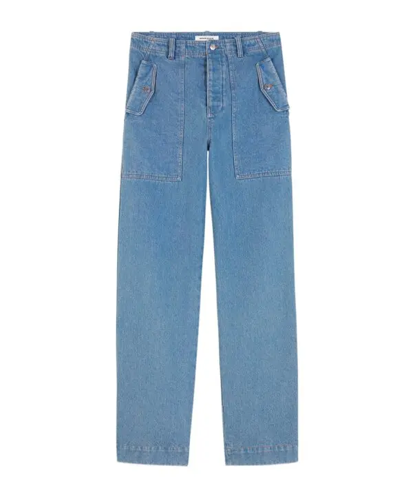 Maison Kitsuné Fox Embroidered Wide-leg Jeans