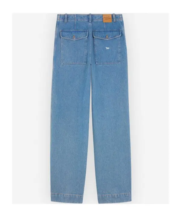 Maison Kitsuné Fox Embroidered Wide-leg Jeans