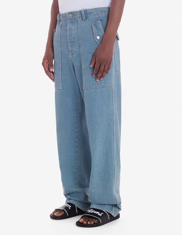 Maison Kitsuné Fox Embroidered Wide-leg Jeans