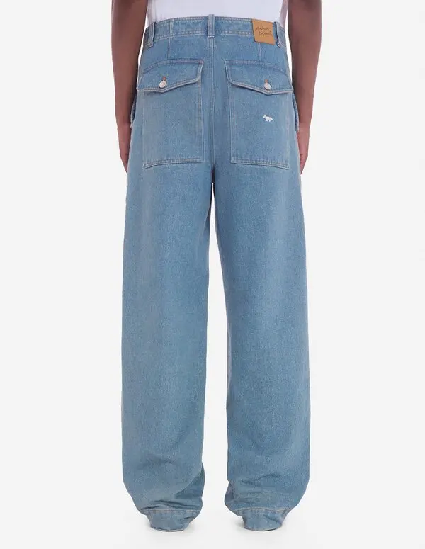 Maison Kitsuné Fox Embroidered Wide-leg Jeans